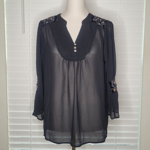 grand & greene | Tops | Whimsigoth Whimsical Velvet Sheer Floral ...